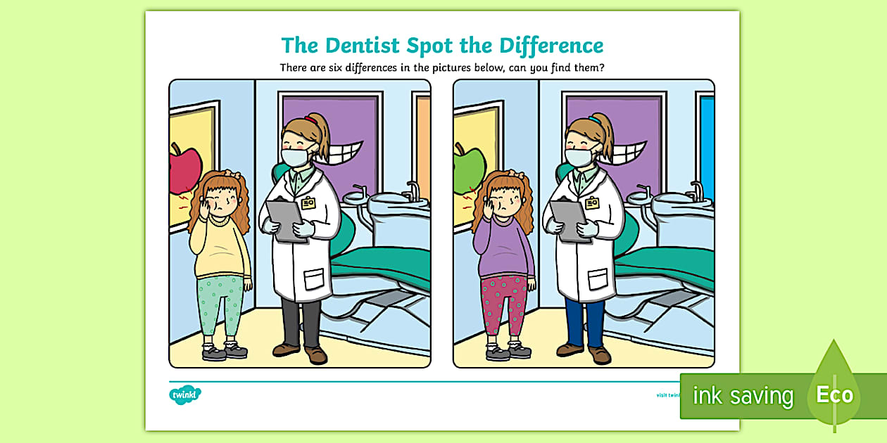 The Dentist Waiting Room Aistear Spot the Difference Worksheet