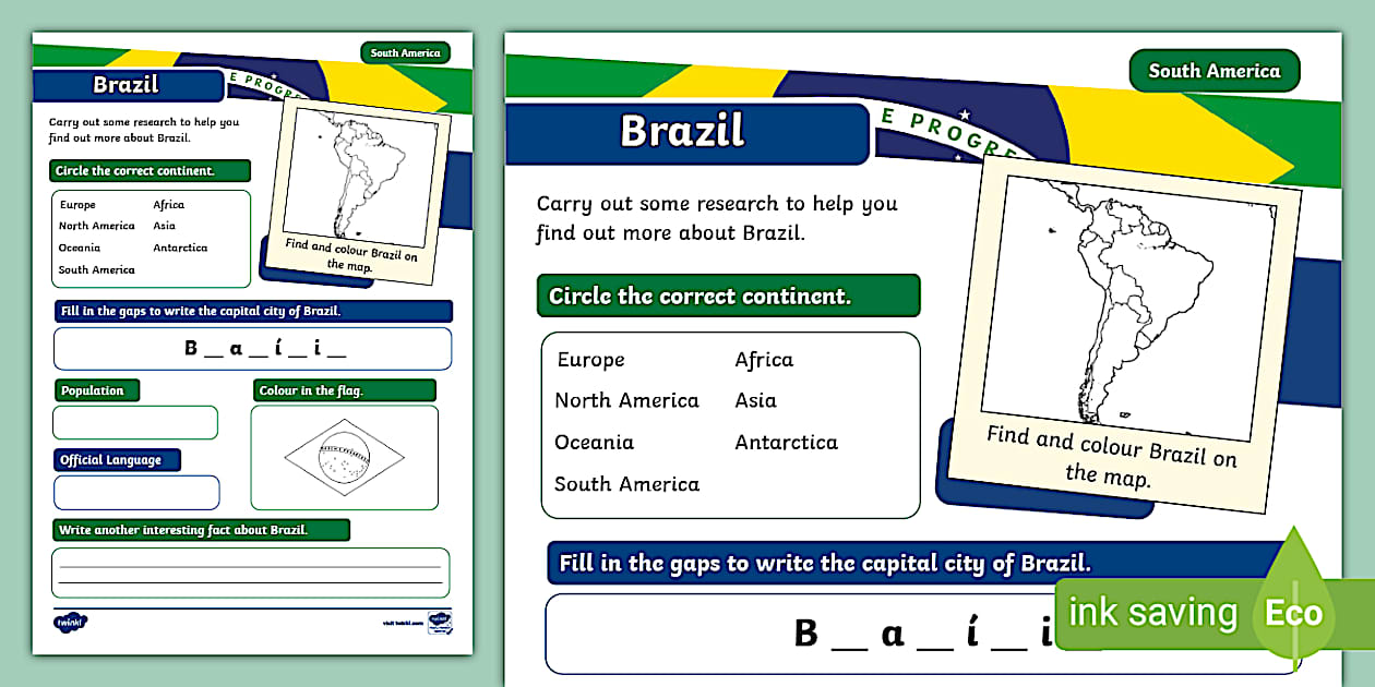 KS1 Brazil Research Activity - Geography (teacher made)