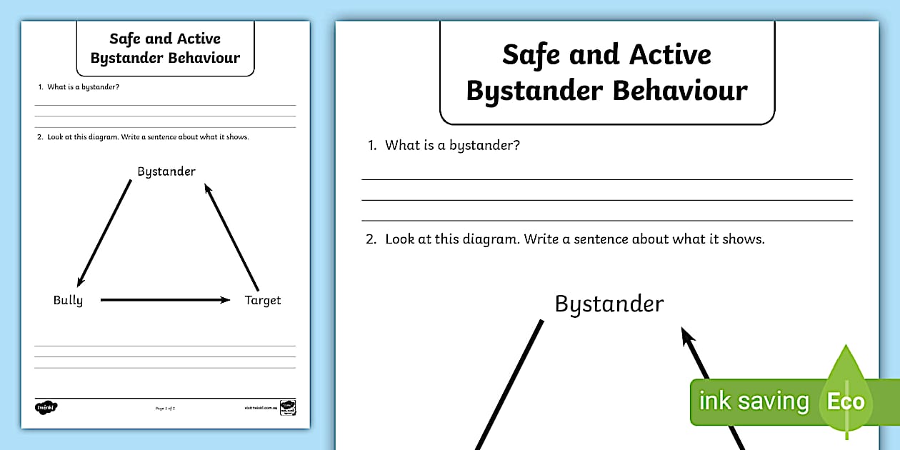 Safe and Active Bystander Behaviour Worksheet (teacher made)