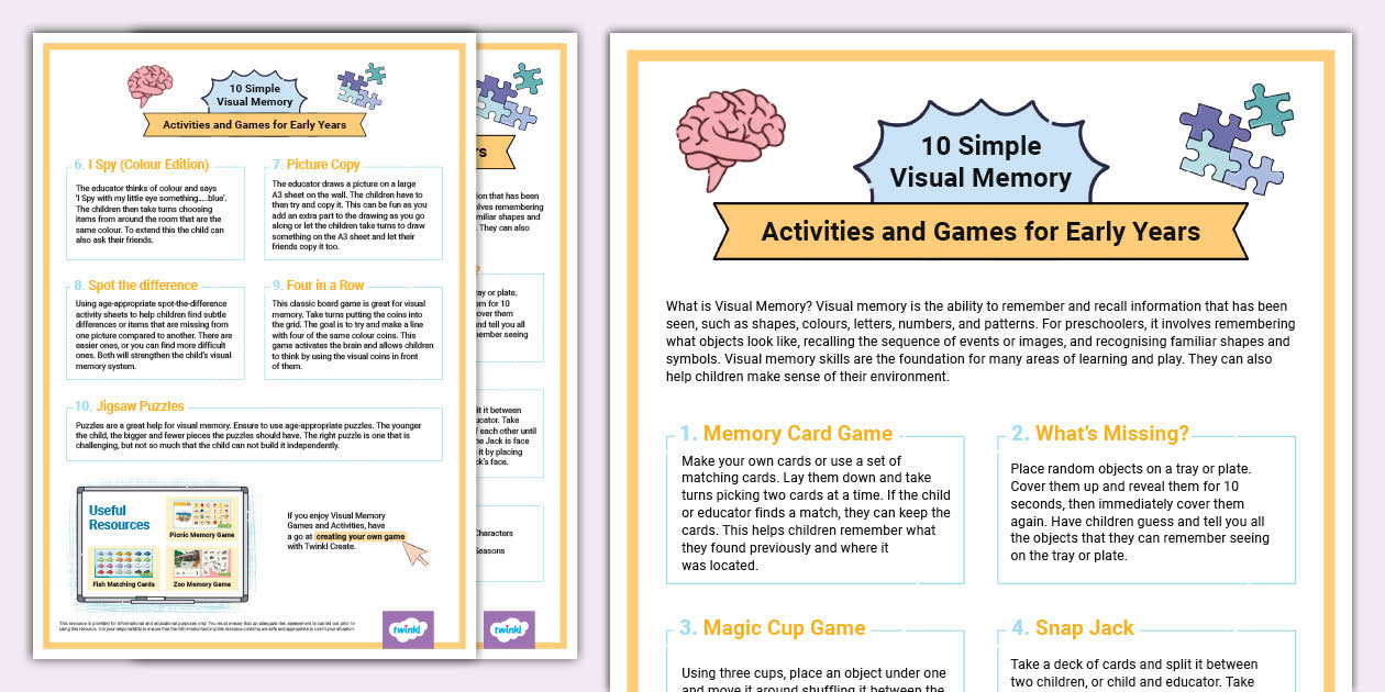 10 Visual Memory Activities and Game for Early Years