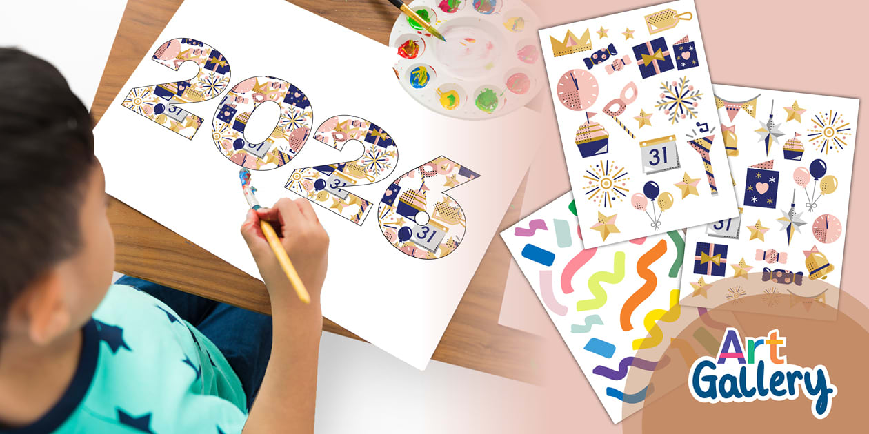 2026 New Year Collage Activity Pack | Twinkl Art Gallery
