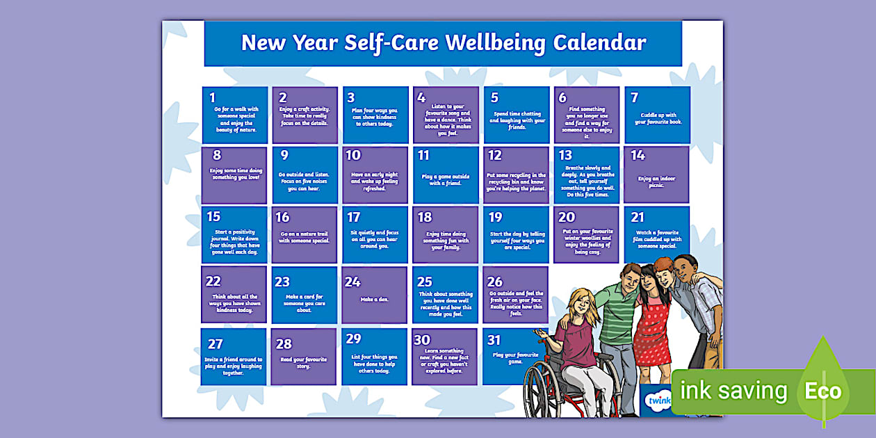 New Year Self-Care KS2 Wellbeing Calendar (teacher made)