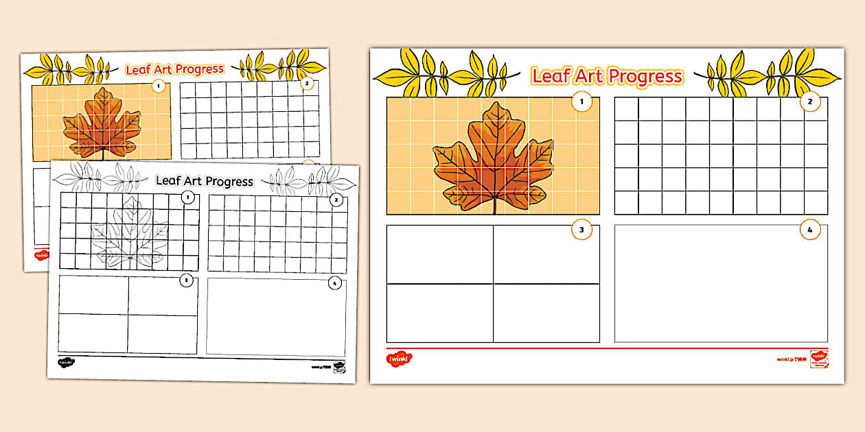 Leaf Art Progress Template (teacher made) - Twinkl