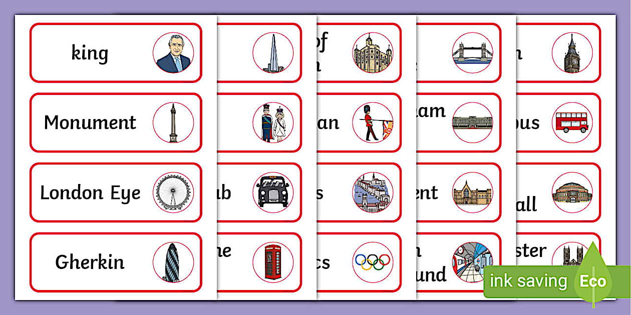 London Word Cards