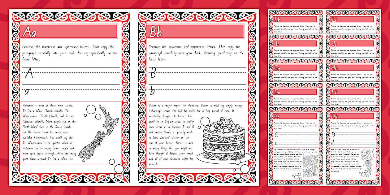 Aotearoa A - Z Handwriting Practise Sheets - Twinkl