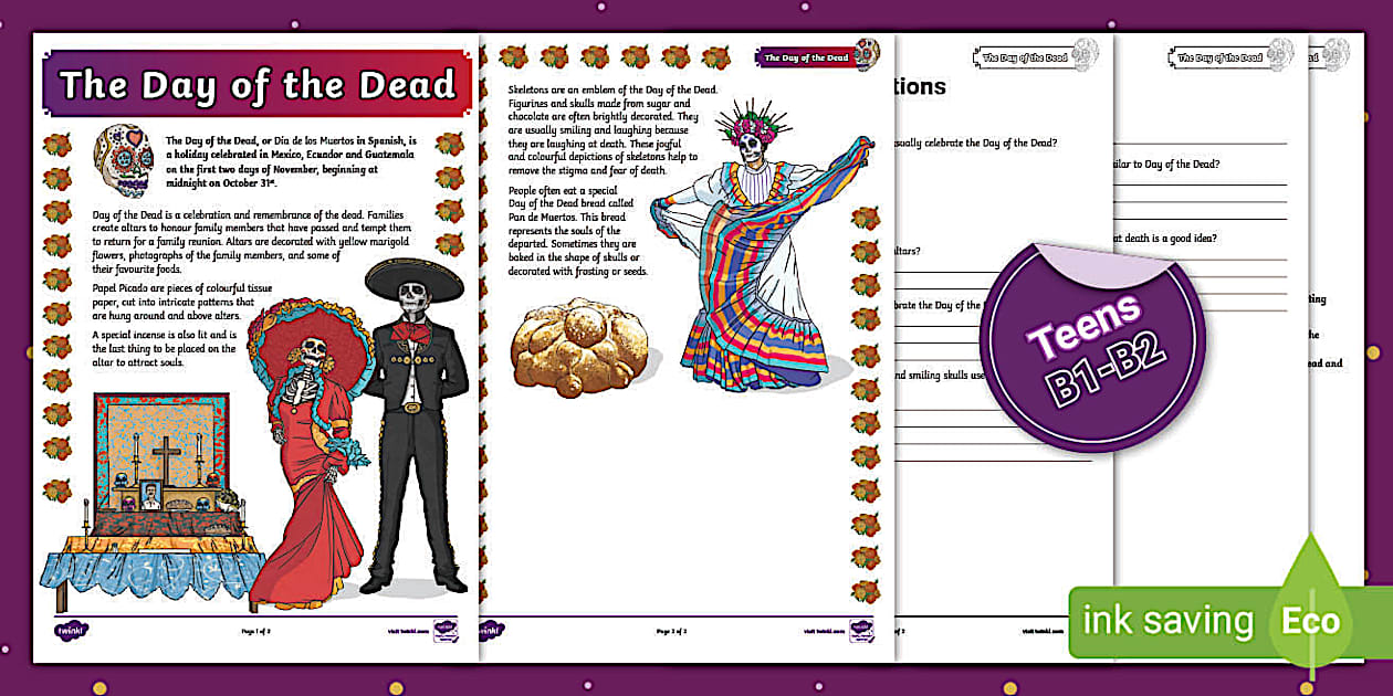 ESL Day of the Dead Reading Comprehension [Teens, B1-B2]