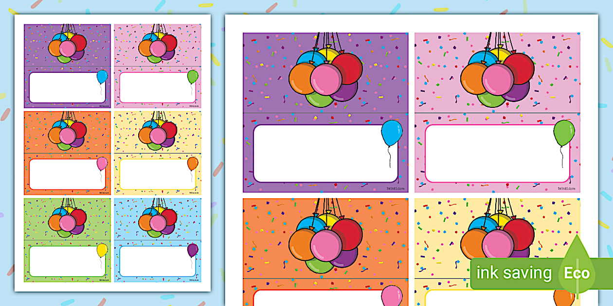 Editable Birthday Place Name Labels - Twinkl