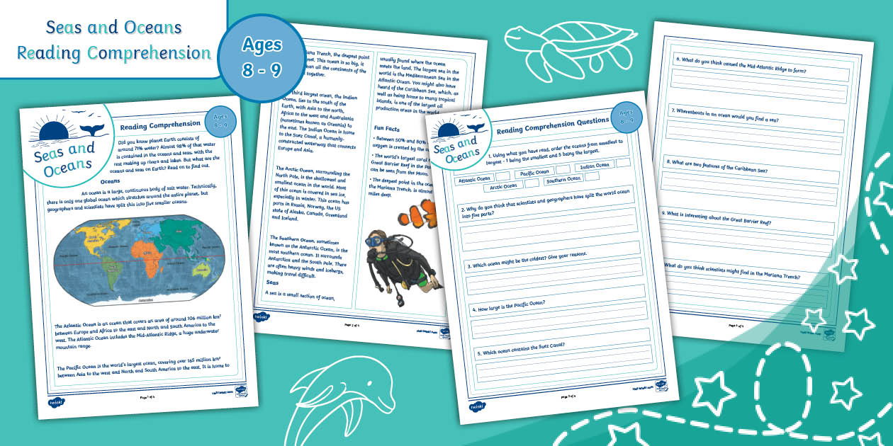 Year 4 Seas and Oceans Reading Comprehension (Ages 8 - 9)