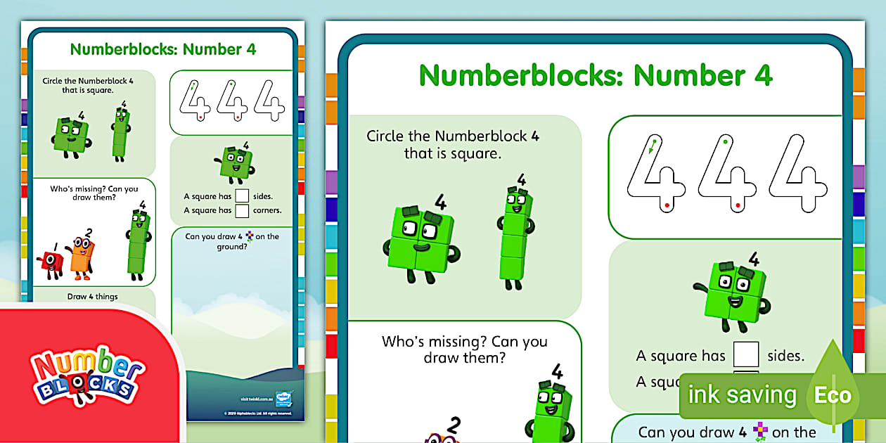 Numberblocks: Number 4 Square Like Me Activity - Twinkl
