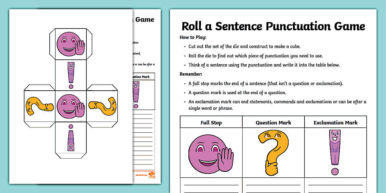Interactive Punctuation Games KS1 - Roll a Sentence Game