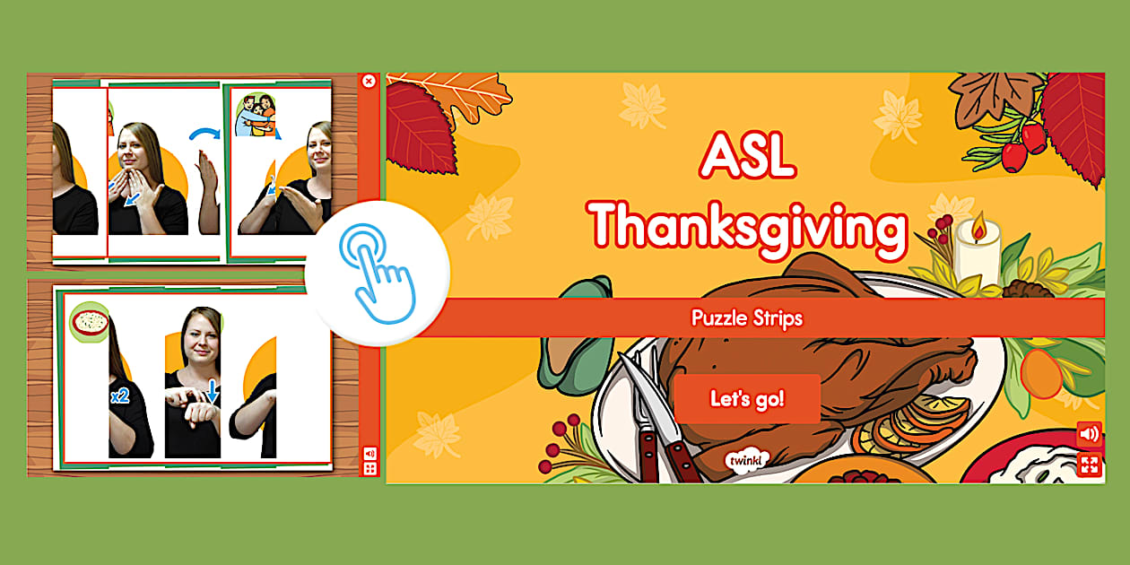 ASL Thanksgiving Interactive Puzzle Strips - Twinkl