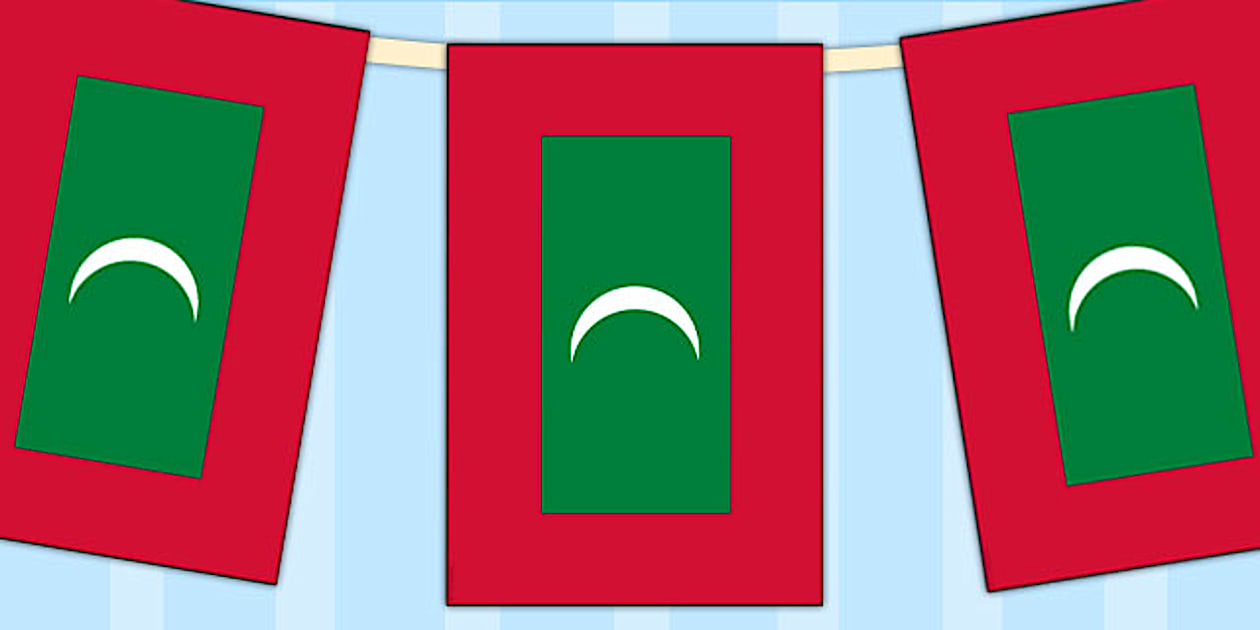 Black and White The Maldives Flag Display Bunting - Twinkl