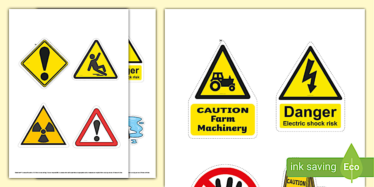 Danger Signs and Symbols Display Cut-Outs (teacher made)