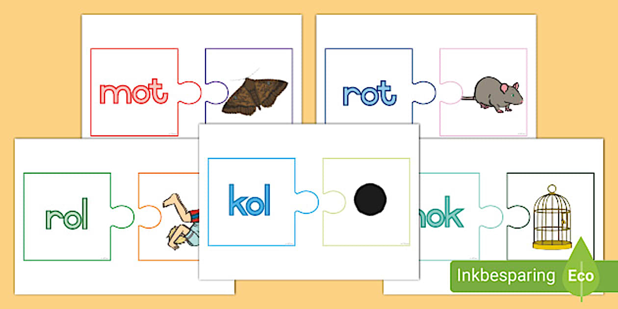 Editable Pas Prentjies en Woorde met -ol, -ok en -ot: Legkaarte