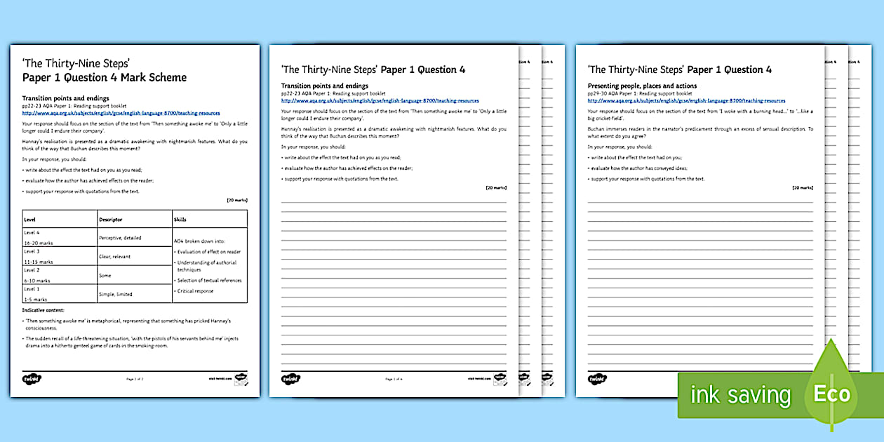 Language Paper 1 Question 4: The Thirty-Nine Steps Extracts
