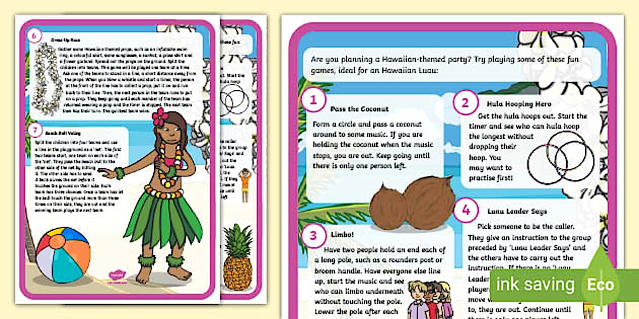 Hawaiian-Themed Party Games for Children (Teacher-Made)