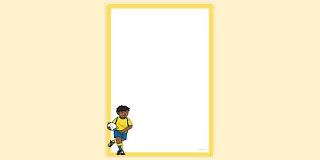 Simple Blank Boy Playing Rugby Page Border | Page Borders | Twinkl