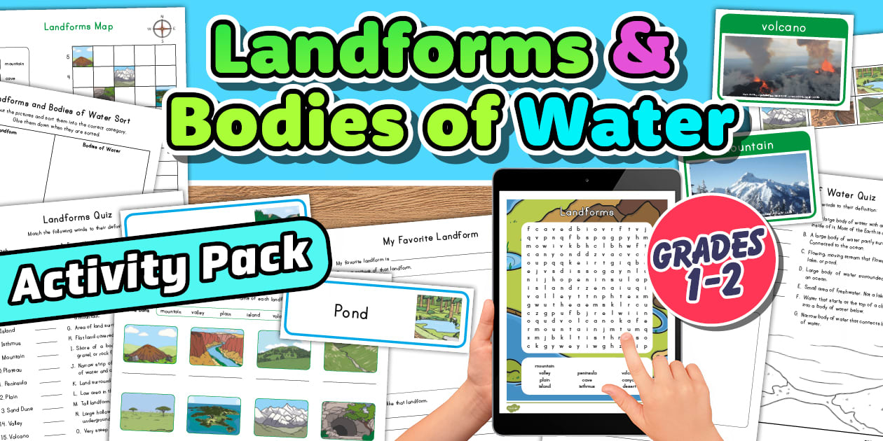 Landforms and Bodies of Water Activity Pack for K-2nd Grade