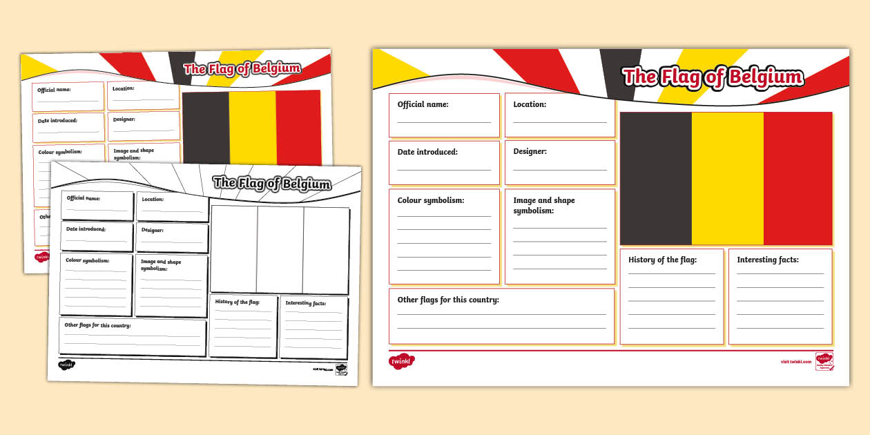 Belgium Flag Fact File Template - Geography (teacher made)