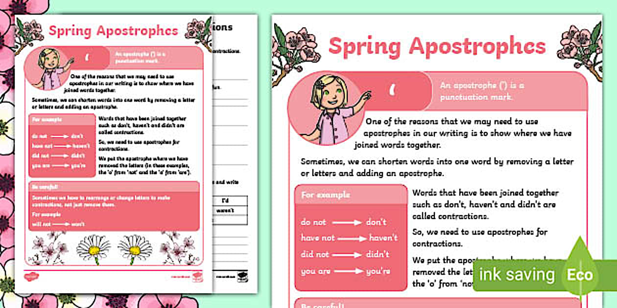 Activity Spring Apostrophes (teacher made) - Twinkl