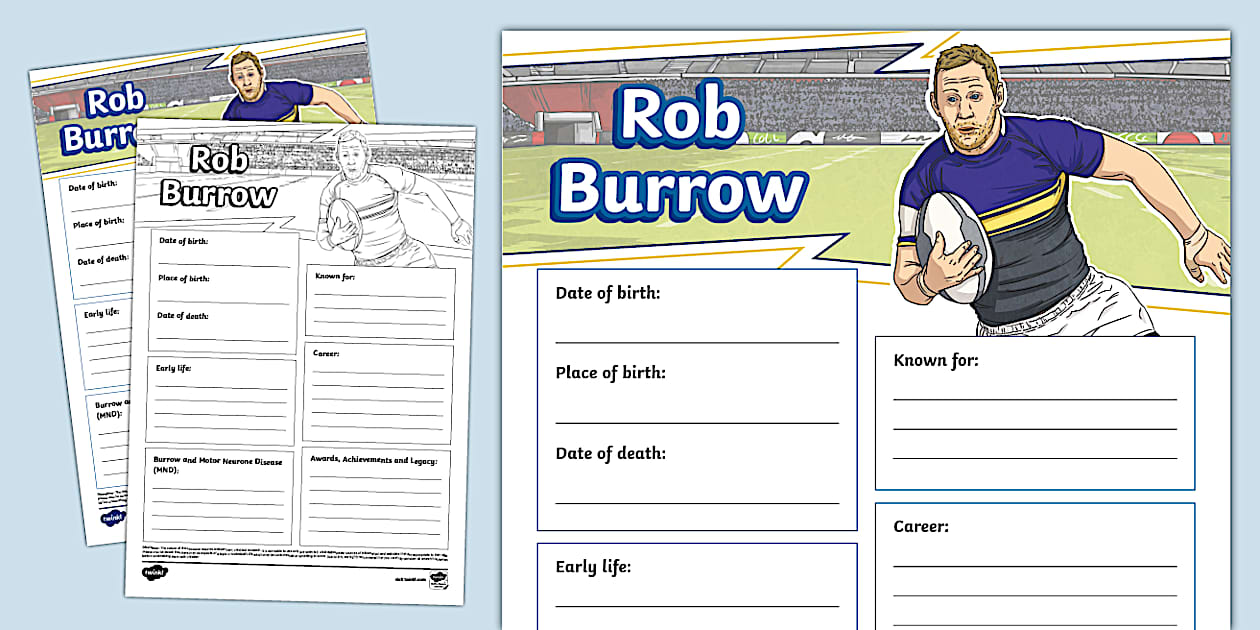 KS2 Rob Burrow Fact File Template (teacher made) - Twinkl