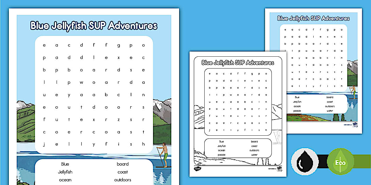 Blue Jellyfish SUP Adventures Word Search (Teacher-Made)