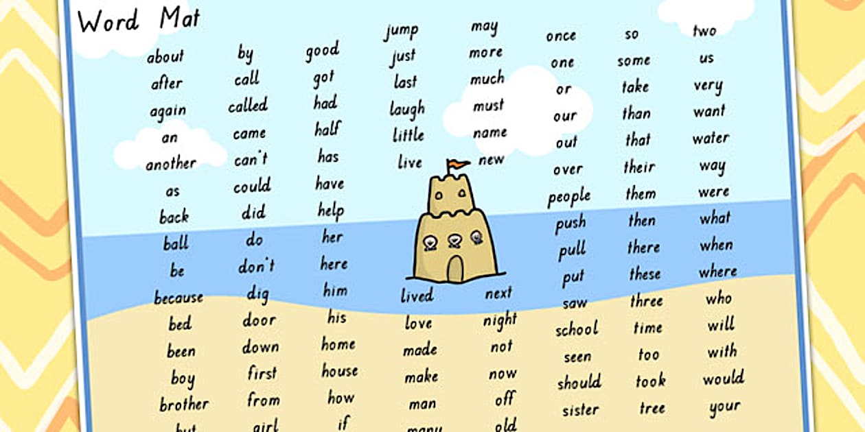 TAS Seaside Themed KS1 Word Mats (teacher made) - Twinkl