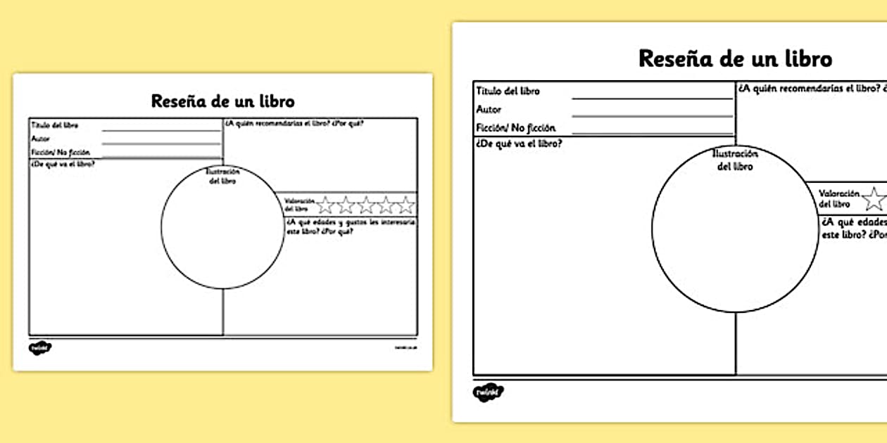 Ficha de actividad - reseña de libro (teacher made)