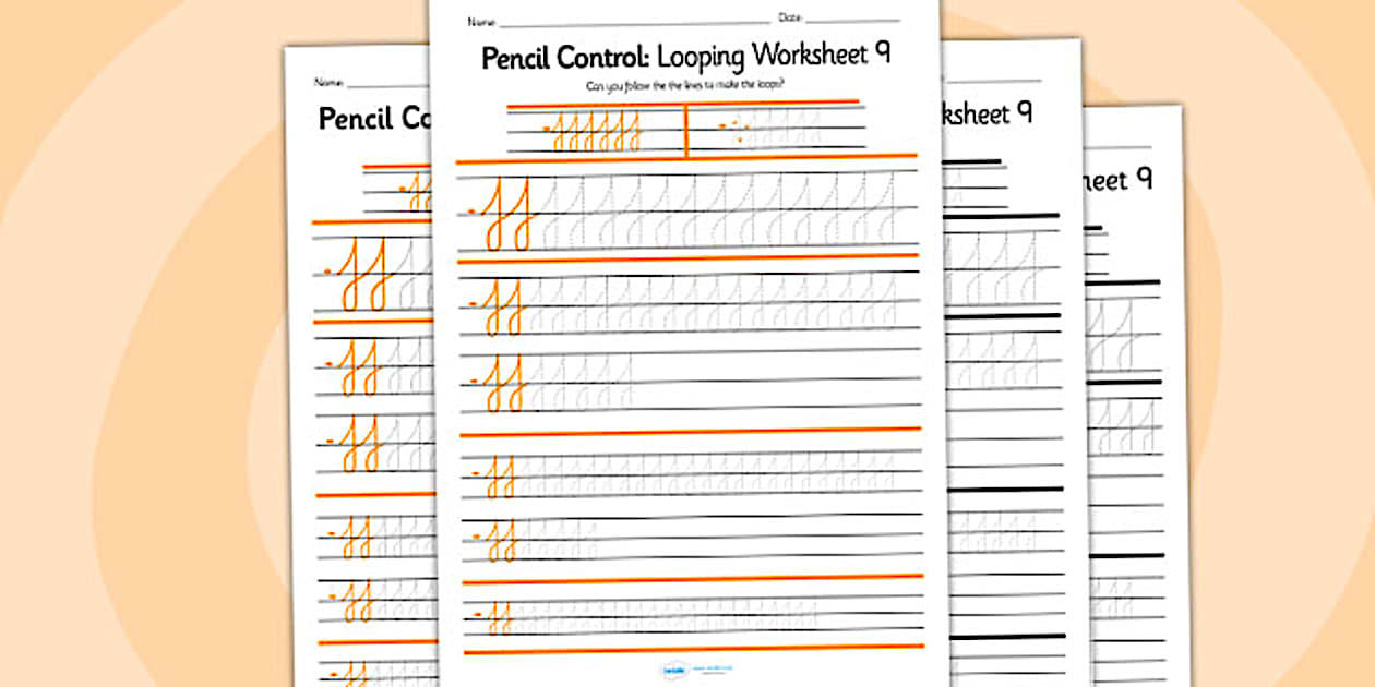 Pencil Control Looping Worksheet 9 - Twinkl