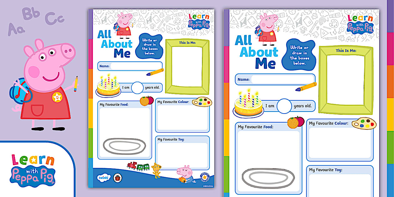 FREE! - Peppa Pig: All About Me Activity Sheet - Twinkl