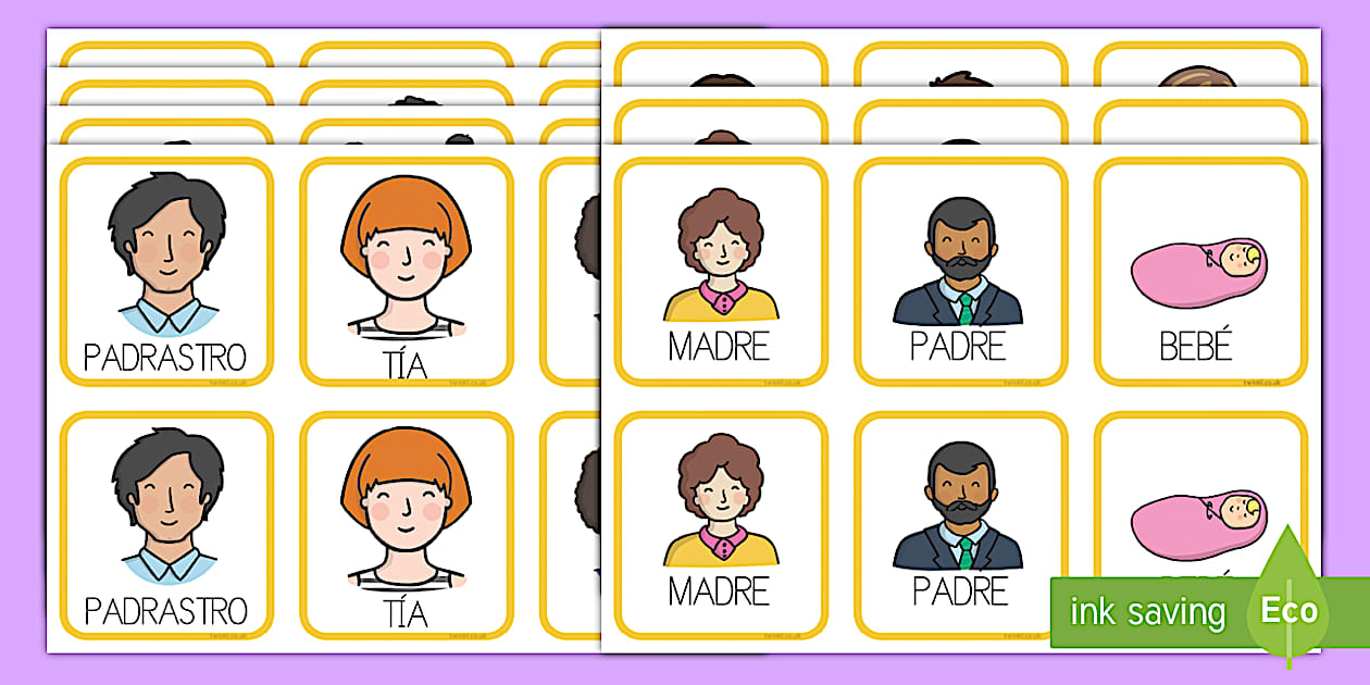 Tarjetas de emparejar: La familia - Vocabulario