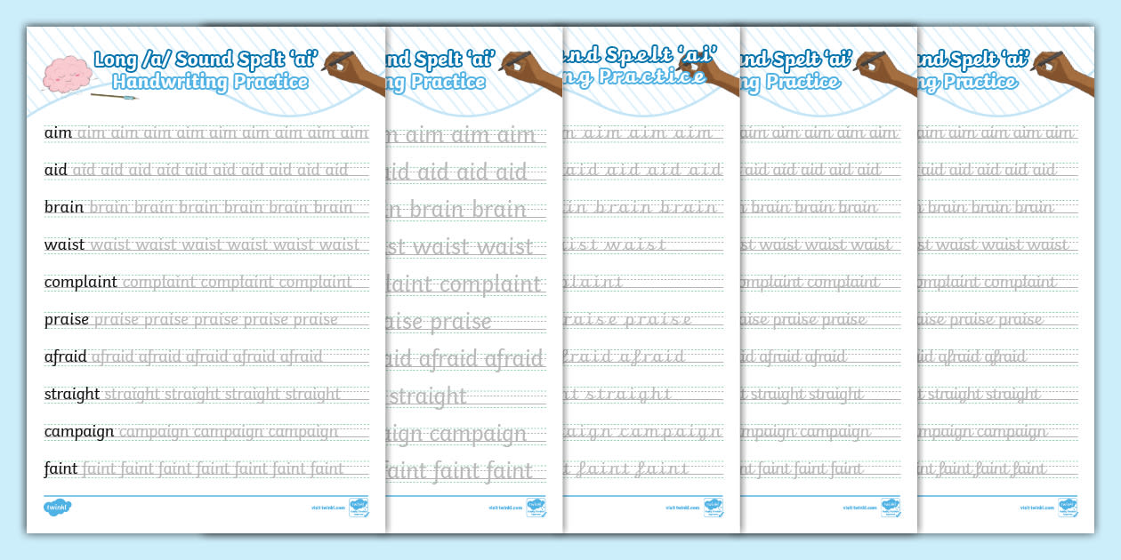 'ai' Sound Handwriting Practice Worksheet - Twinkl