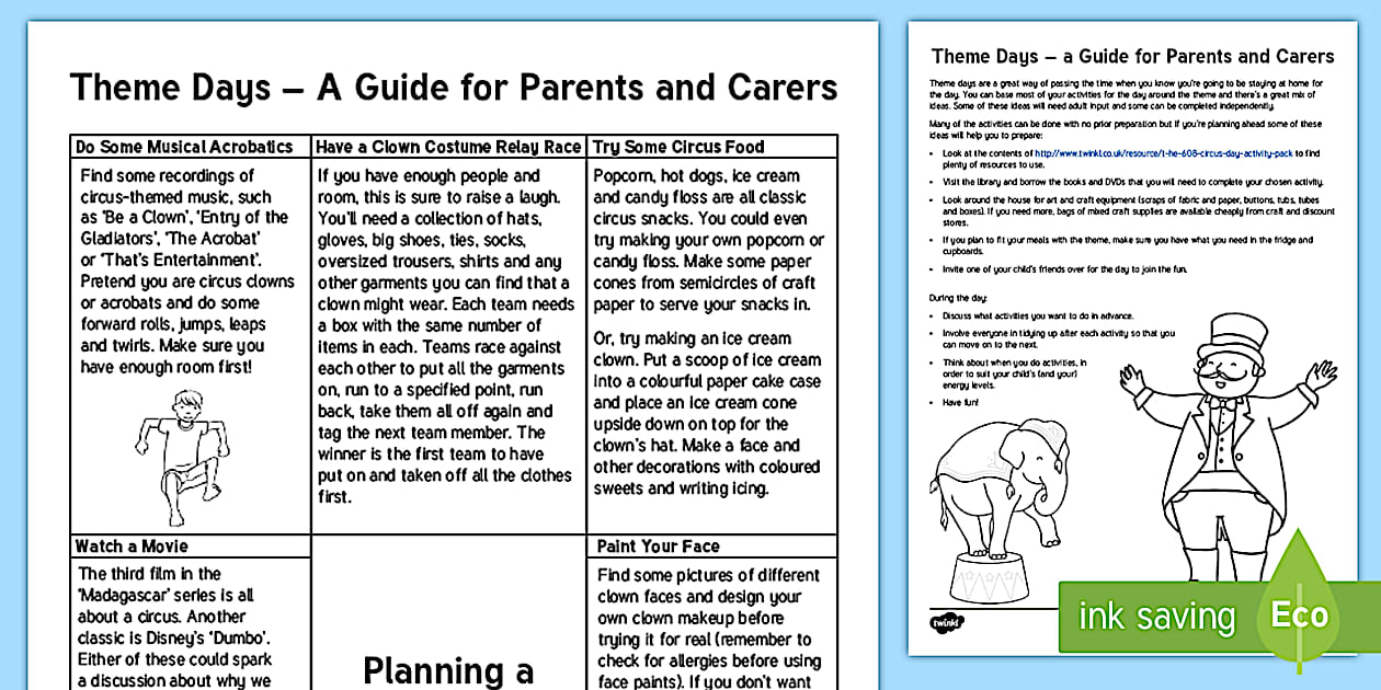 Circus Theme Day Activities (teacher made) - Twinkl