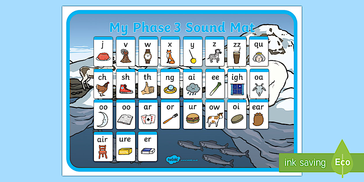 Cursive Arctic Themed Phase 3 Sound Mat (teacher made)