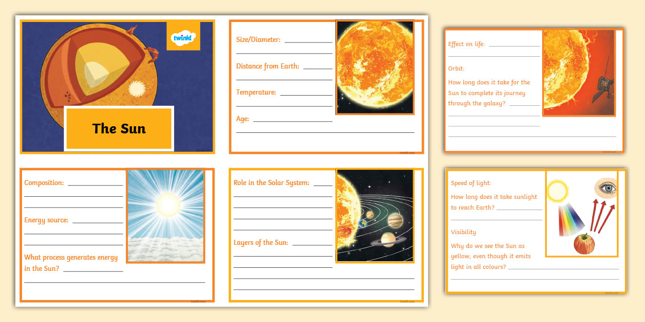The Sun Fact Cards Template - Twinkl India