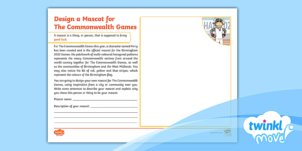 Editable Design a Mascot for The Commonwealth Games - Twinkl