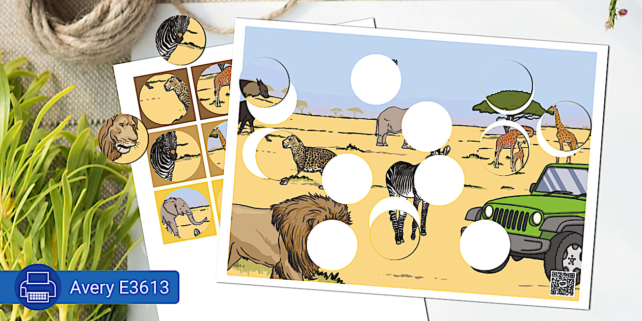 African Safari Sticker Puzzle - Fix the Picture Activity