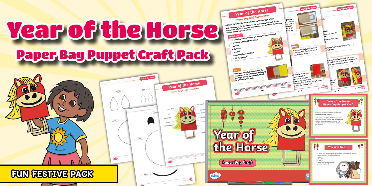 Year of the Horse Paper Bag Puppet Craft Pack