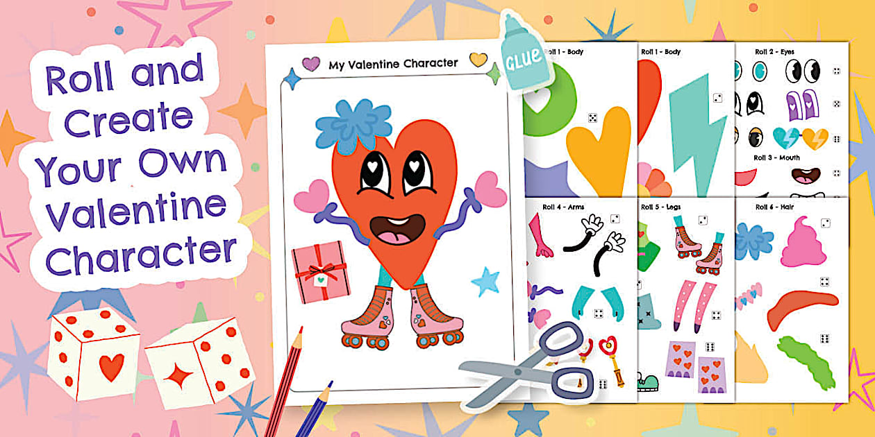 Roll and Make a Valentine Character | Twinkl Art Gallery