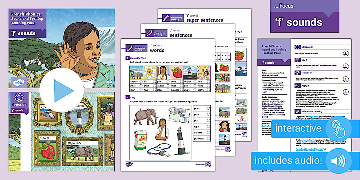 👉 French Phonics: Sound and Spelling Teaching Pack 'f' Sounds