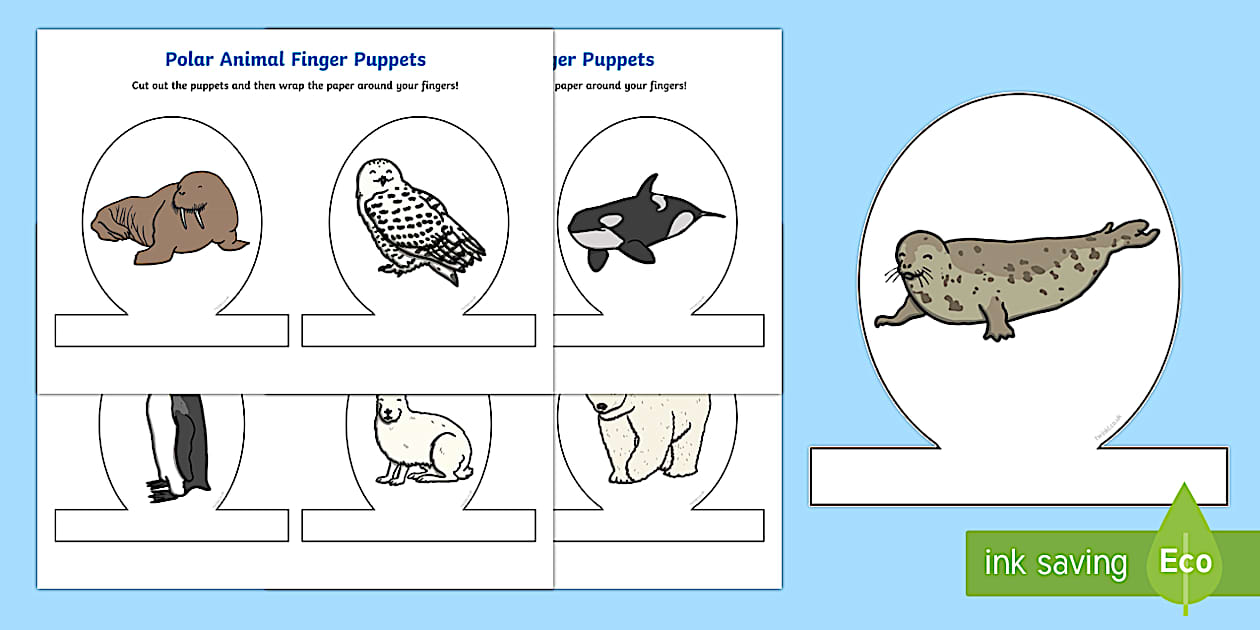 Polar Animal Finger Puppets Craft | Primary Resources