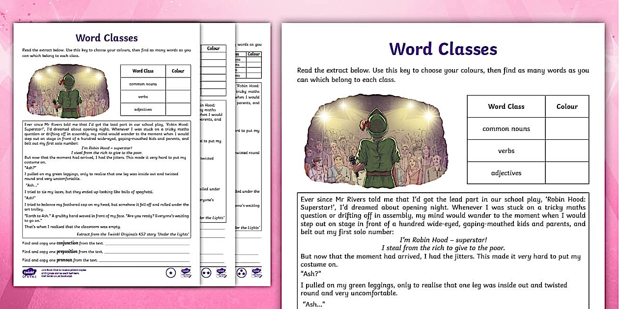 KS2 Recognising Word Classes - Differentiated Worksheets