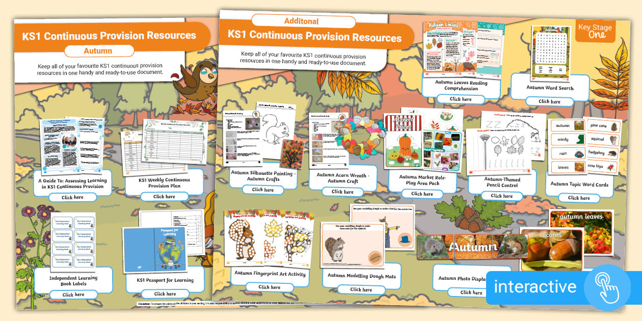 KS1 Continuous Provision Resources: Autumn (teacher made)