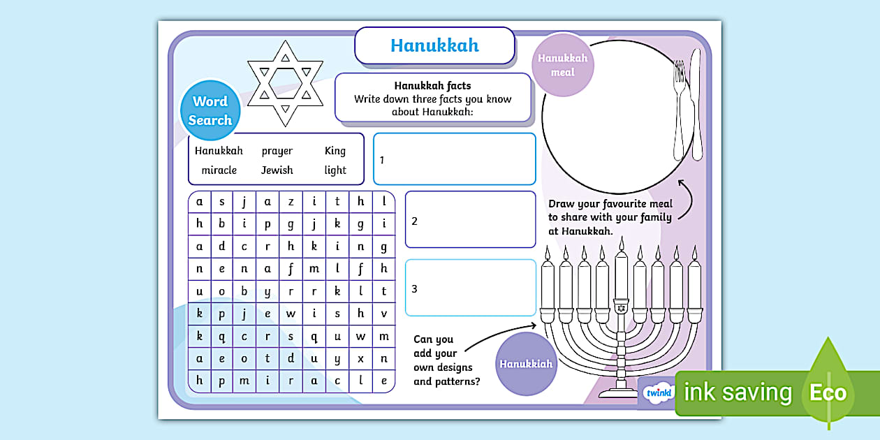 KS1 Hanukkah Activity Mat (teacher made) - Twinkl