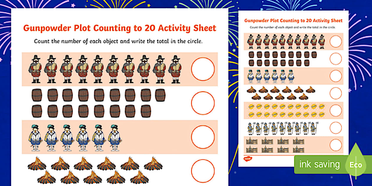 Gunpowder Plot Counting to 20 Worksheet / Worksheet, worksheet