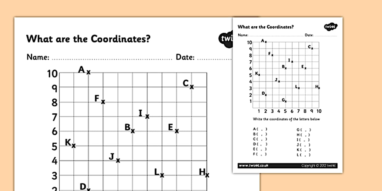 What are the Coordinates? Worksheet / Worksheet - Twinkl