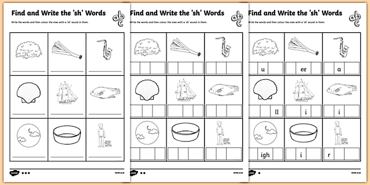 ‘sh’ Phonics Worksheets – Differentiated Worksheet Pack