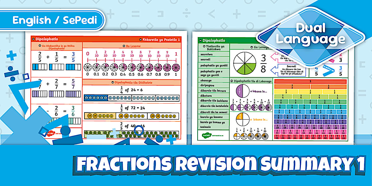 Grade 4 Maths Fractions Revision Summary 1 – Sepedi/English