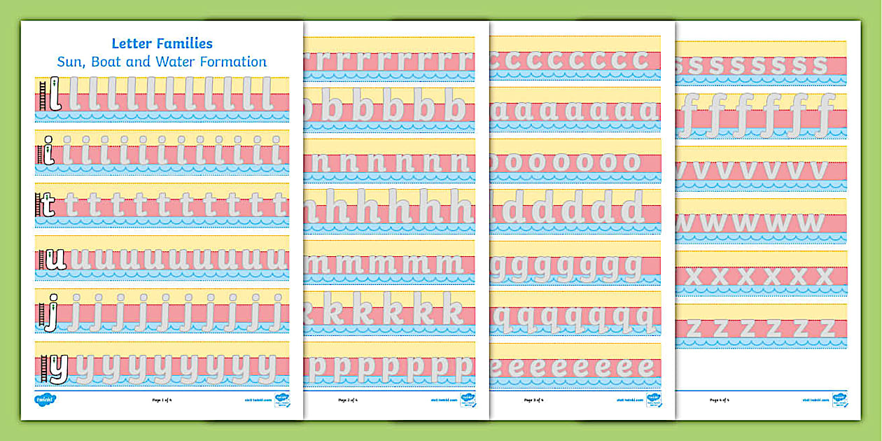 Letter Families Sun, Boat and Water Formation Activity Sheets Letter Families Sun, Boat and Water Formation Activity Sheets