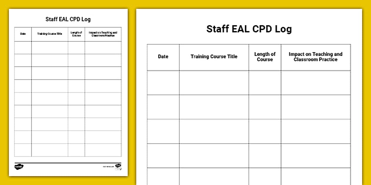 Staff EAL CPD Log (Hecho por educadores) - Twinkl